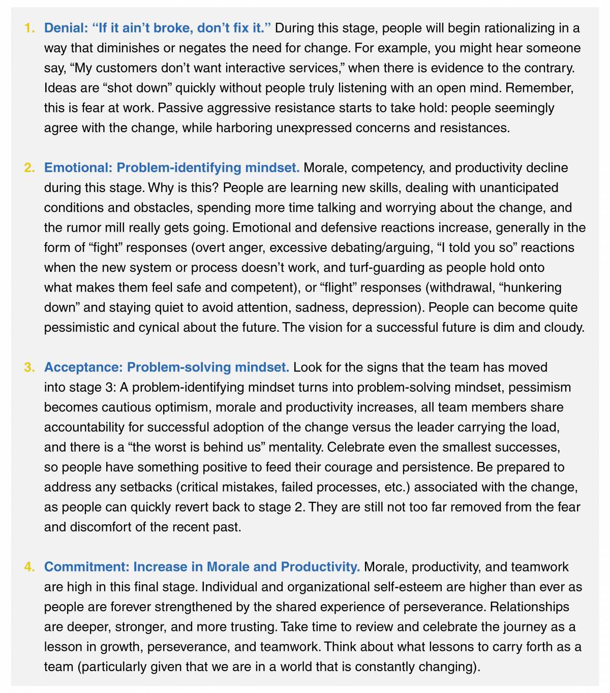 The Four Stages of Organizational Change