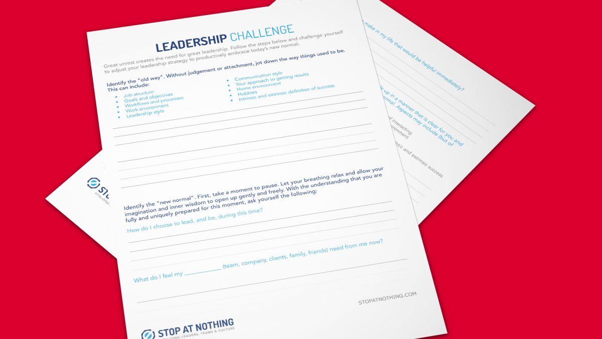 Leadership Challenge Worksheet • Stop At Nothing